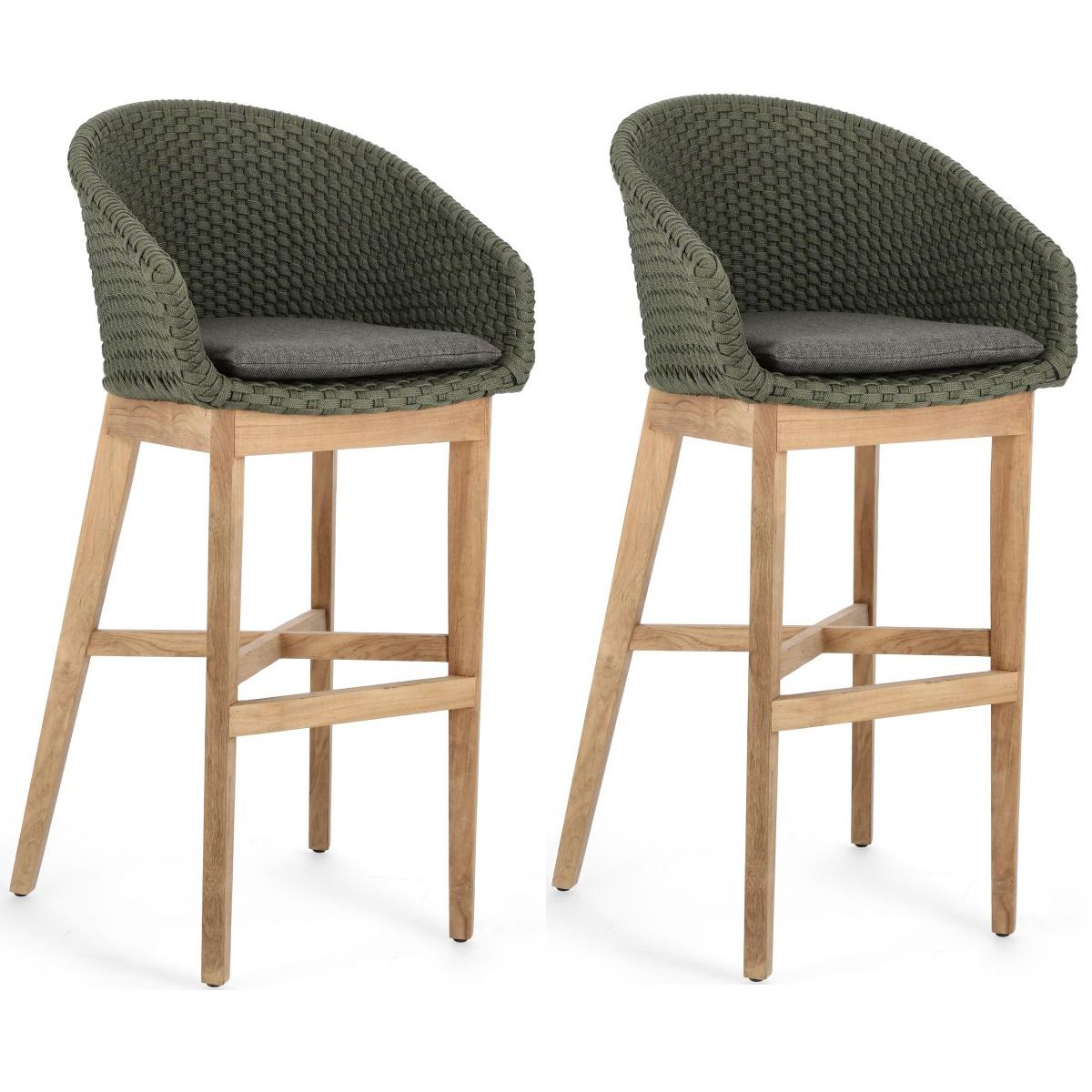 Outdoor Barhocker wetterfest mit Lehne grün Coachella 2er Set Pick-Up-Möbel