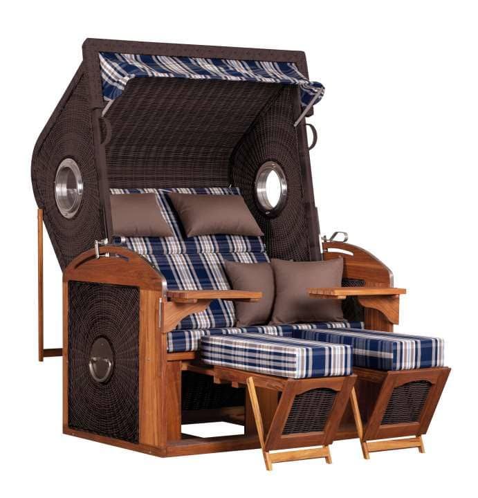 Bullaugen Strandkorb deVries PURE Sailor XL stone grey Pick-Up-Möbel