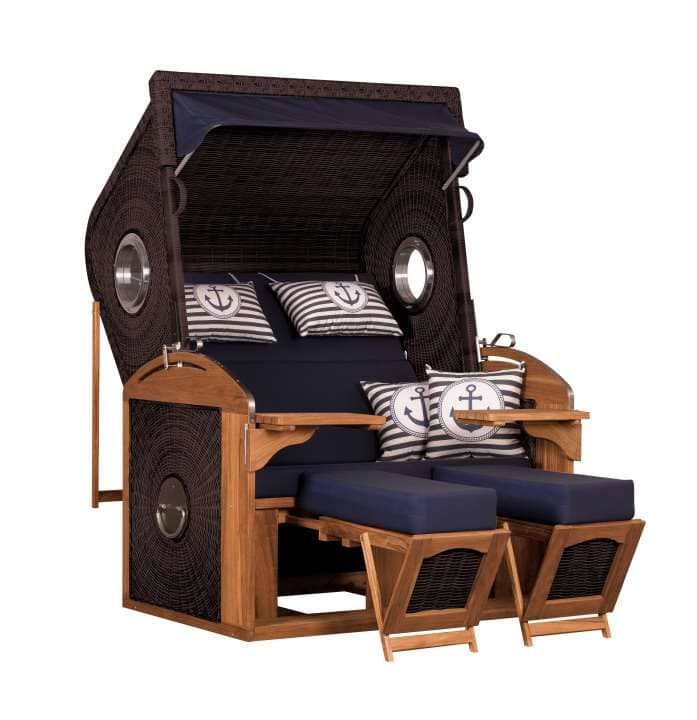 Bullaugen Strandkorb deVries PURE Sailor XL stone grey Pick-Up-Möbel